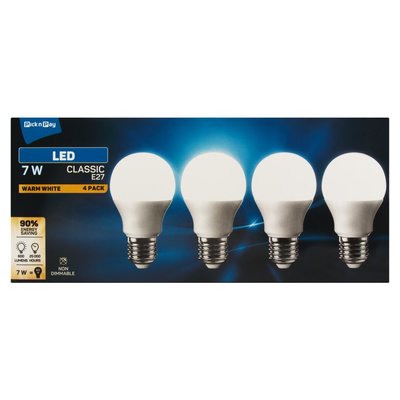 PnP 7w Edison Screw Warm White Classic Led 4 Pack | PnP