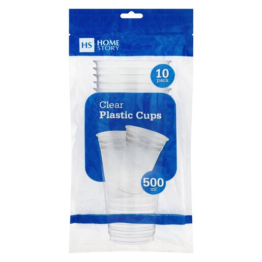 Home Story Clear Plastic Cups 10 Pack 500ml | PnP