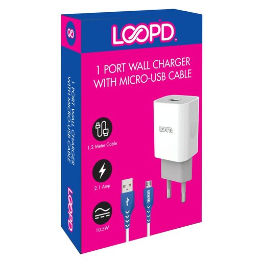 Loopd Wall Charger Micro USB Cable | PnP
