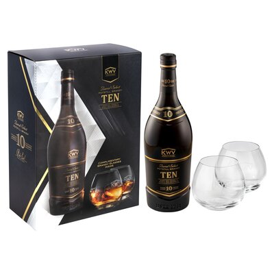 KWV 10 Year Old Bandy 750ml With Complimentary Glasses | PnP