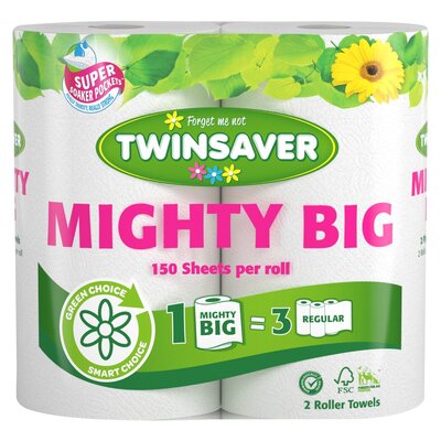 Twinsaver Roller Towel 2 Ply White 2 Pack | PnP