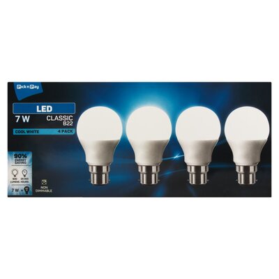 PnP 7w Bayonet Cap Cool White Classic Led 4 Pack | PnP