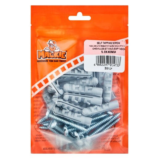 Mackie 5.0 x 40mm Self Tapping Screw & Plugs | PnP