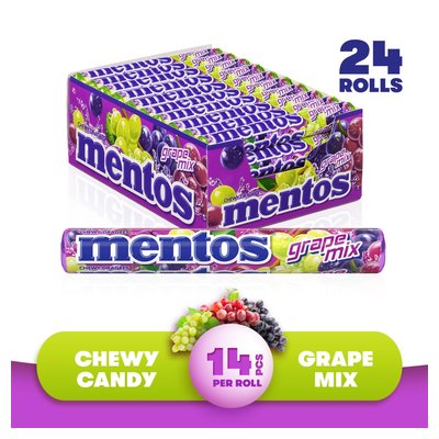 MENTOS ROLLS CHEWY SWEET GRAPE 38GR | PnP