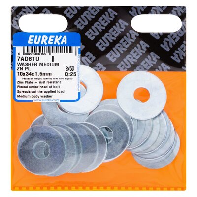 Eureka Medium Washer Zinc Plated 10x34x1.5mm 25 Pack | PnP