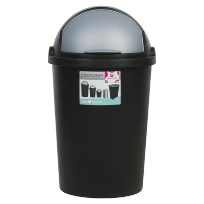 Miss Molly Black & Silver Lift Up Lid Dustbin 25L | PnP