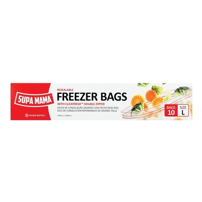SUPA MAMA RESEAL FREEZER BAG LARGE 10EA | PnP