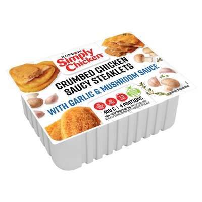 Rainbow Simply Chicken Frozen Crumbed Chicken Saucy Steaklets with ...