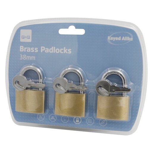 PnP 38mm Brass Padlock 2 Keys 3 Pack | Smart Price Specials | PnP Home