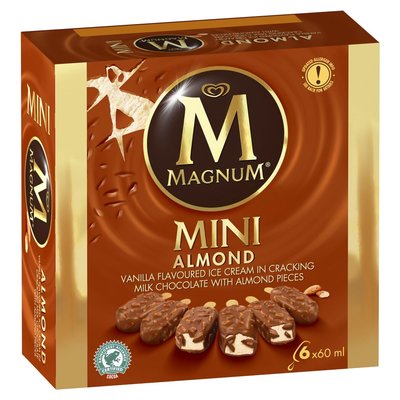 Magnum Mini Almond Ice Cream in Milk Chocolate Multi-Pack 6 x 60ml ...