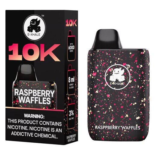 E-Xhale Raspberry Waffle 3% Nicotine Salt 10K Rechargeable Disposable ...