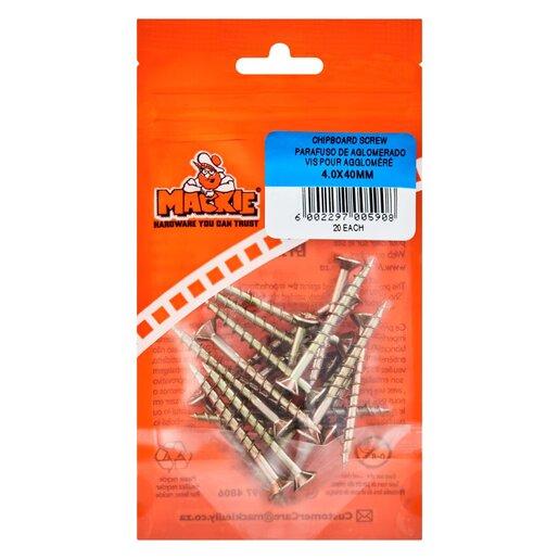 Mackie Screws Chipboard 4x40mm 20 Pack | PnP