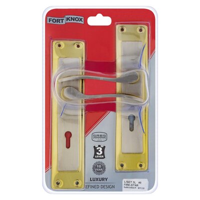 Fort Knox 3-Lever No.8 Fire Star Satin Nickle Bronze Plated Lockset ...