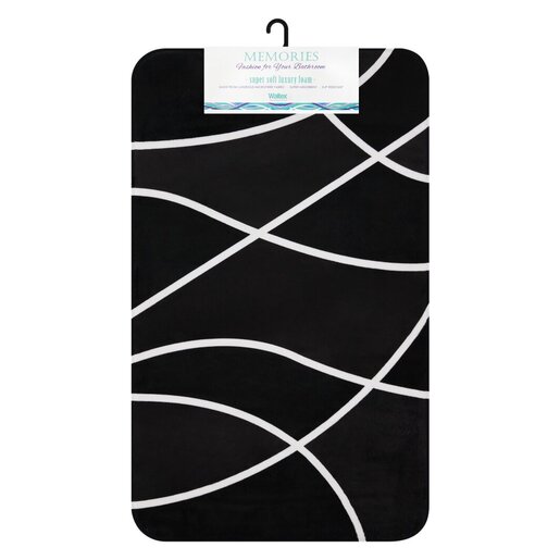 Waltex Luxury Printed Geo Black Foam Mat 50 x 80cm | PnP