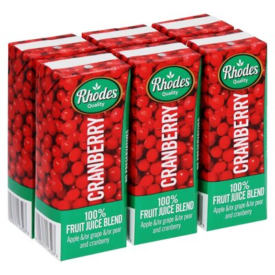 Rhodes 100% Fruit Juice Blend Cranberry 200ml x 6 | PnP