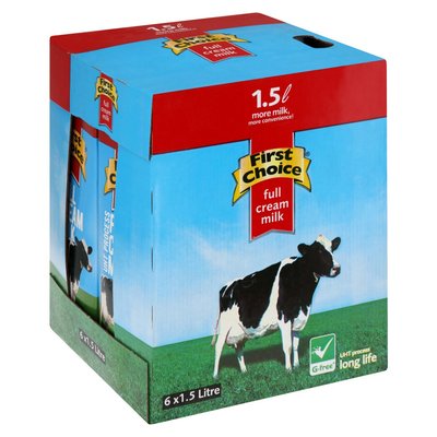 First Choice UHT Full Cream Millk 6 x 1.5L | PnP