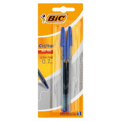 Bic Cristal Ultra Fine Ball Pen Blue 2 Pack | PnP