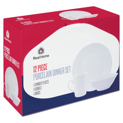 Real Home White 12 Piece Porcelain Dinner Set | PnP
