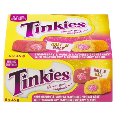 Tinkies Half & Half Strawberry Vanilla Flavoured Creamy Sponge Cake 6s ...