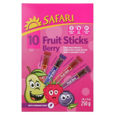 Safari Funky Berry Flavoured Dried Fruit Sticks 10 x 25g | PnP