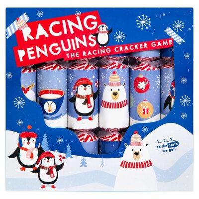 Holly & Ivy Racing Penguins Christmas Crackers 6 Pack | PnP