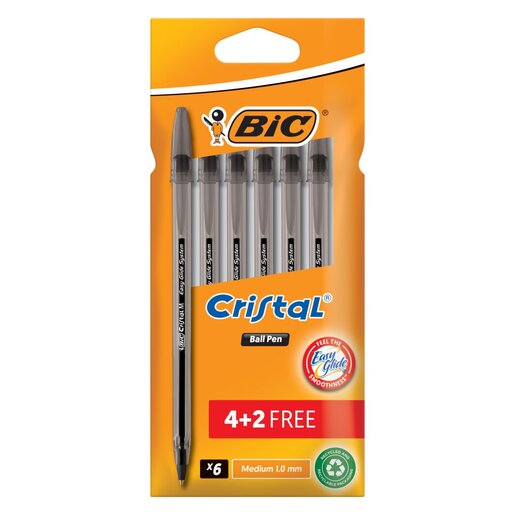 BIC Cristal Easy Glide Black 4 Pack + 2 Free | Smart Price Specials ...