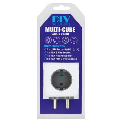 DIY Adaptor Cube 2 x USB Grey | PnP