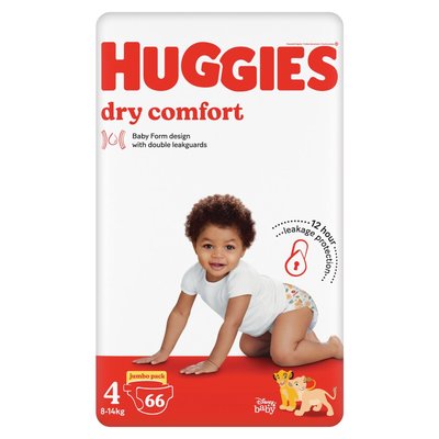 Huggies Dry Comfort Size 4 Jumbo Pack 66 Nappies | PnP