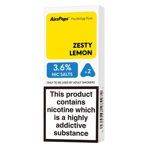 AirsPops One Use Zesty Lemon 3.6% Nicotine Salt Disposable Vape 2 Pack ...