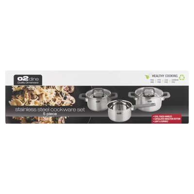 O2 Stainless Steel Casserole Cookware Pot Set 5 Piece | PnP