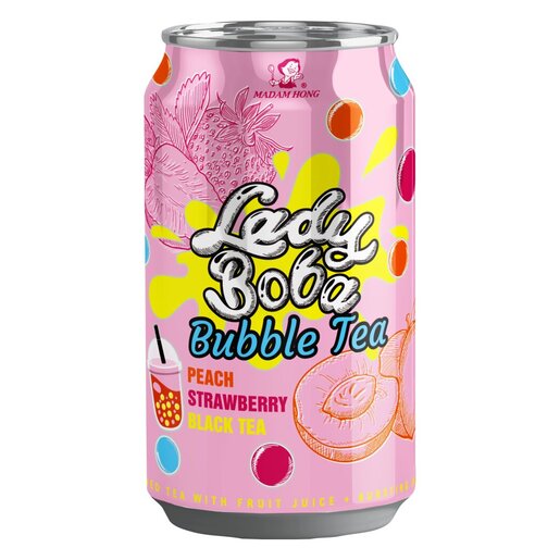 Lady Boba Peach & Strawberry Bursting Bubble Tea 320ml | PnP
