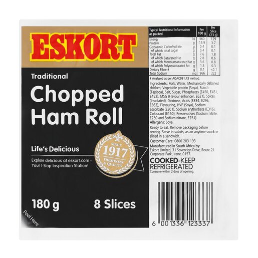 Eskort Chopped Ham Roll Slices 180g | PnP