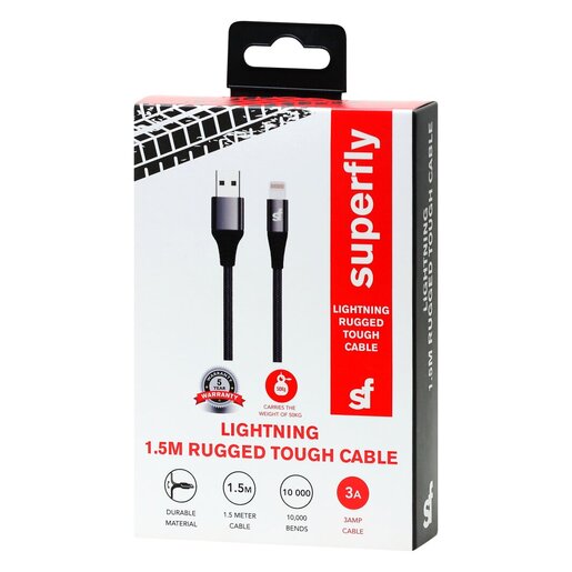 Superfly Tough Cable Lightning 1.5m Black | Smart Price Specials | PnP Home