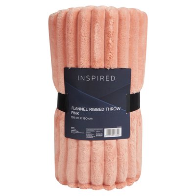 Inspired Ribbed Throw 150 x 180cm Pink | PnP