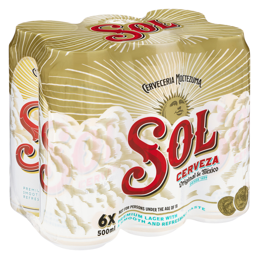 Sol Premium Lager Beer Cans 6 x 500ml | PnP