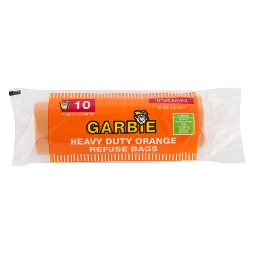 Garbie Orange Heavy Duty Refuse Bags 750 x 920mm 10 Pack | PnP