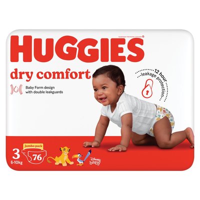 Huggies Dry Comfort Size 3 Jumbo Pack 76 Nappies | PnP