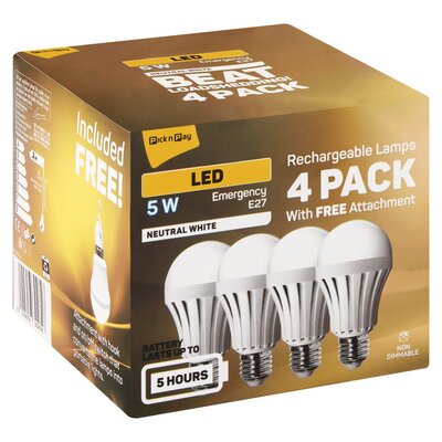 PnP Lighting Edison Screw Emergency 5w Rechargeable Led Cool White 4p ...