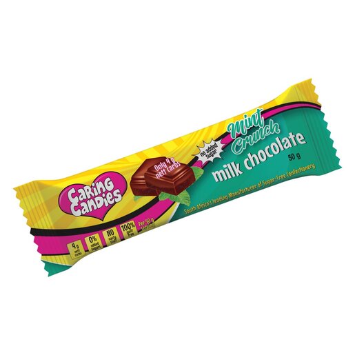 Caring Candies Sugar Free Milk Chocolate With Mint Crunch 50g | PnP