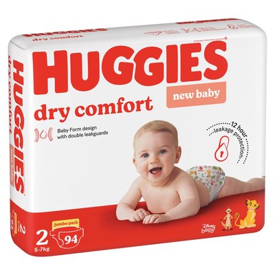 Huggies Dry Comfort Size 2 New Baby Jumbo Pack - 94 Nappies | PnP