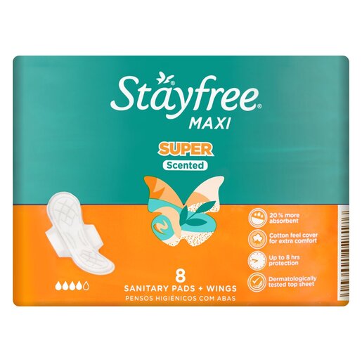 Stayfree Maxi Scented Super For Heavy Flow Wings 8 Pack | Smart Price ...