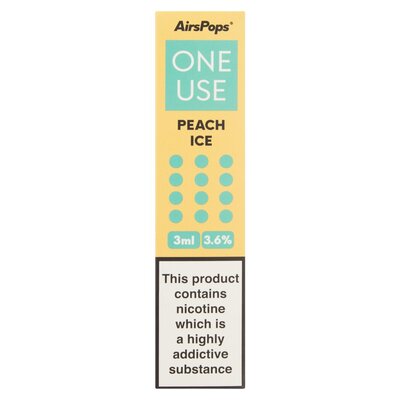 Airspops One Use Peach Ice 3.6% Nicotine Salt Disposable Vape 3ml | PnP