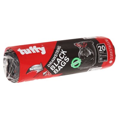 Tuffy Black Refuse Bag With Drawstring 750mm x 900mm 20 Pack | PnP