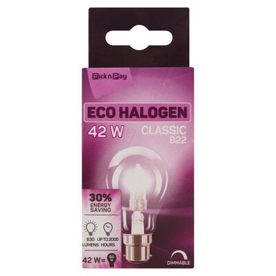 PnP Bayonet Cap Eco Halogen 42W B22 Classic Light Bulb | PnP