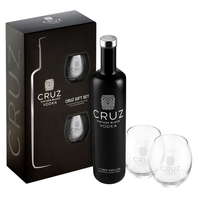 Cruz Vintage Black 750ml & 2 Glasses x 6 | PnP