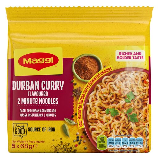 Maggi Durban Curry 2 Minute Noodles 68g x 5 | PnP