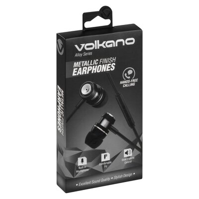 Volkano Earphones Wired With Mic Alloy Series Silver | PnP