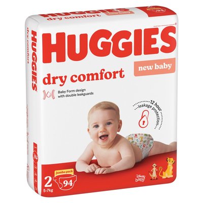 Huggies Dry Comfort Size 2 New Baby Jumbo Pack - 94 Nappies | Smart ...