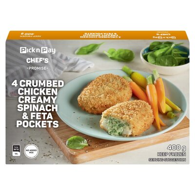 PnP Crumbed Chicken Creamy Spinach & Feta Pockets 400g | PnP