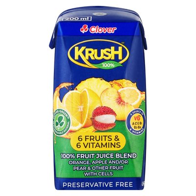 Clover Krush UHT Fruit Juice 100% 6 Fruit & Vitamins 200ml | PnP